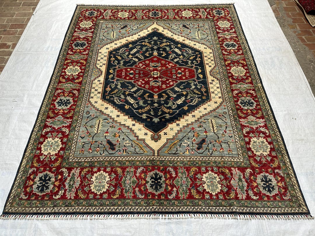 8x10 Red Medallion Rug - Fine Persian Style Afghan Hand Knotted Veg ...