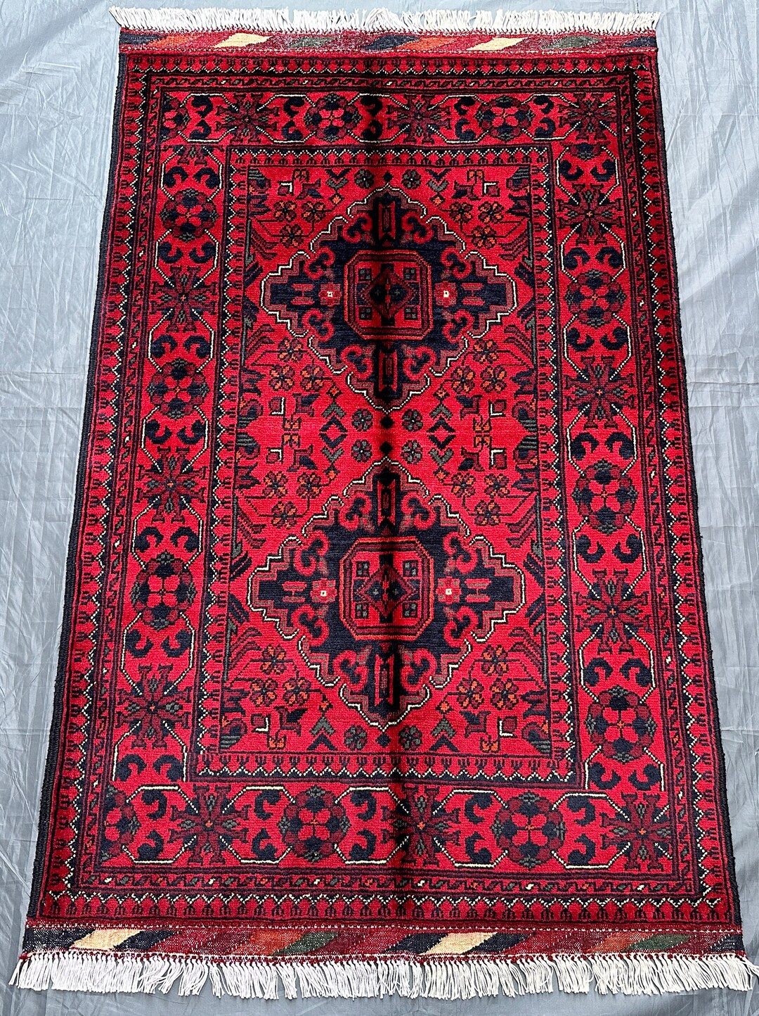 3x4 Ft Handmade Red Kalisa Design Rug Authentic Afghan Style Elegant ...