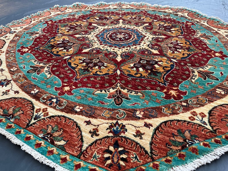 6 Ft X 6 Ft Afghan Washable Circle Shape Rug Top Quality - Etsy