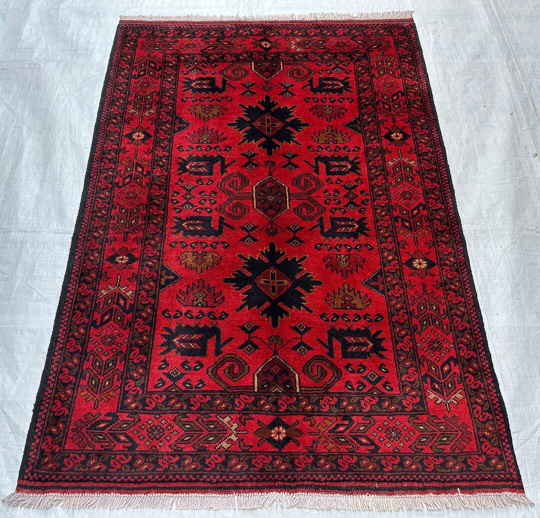 4x5 Afghan Hand Knotted Khal Mohammadi Orus Design Small Area Rug ...