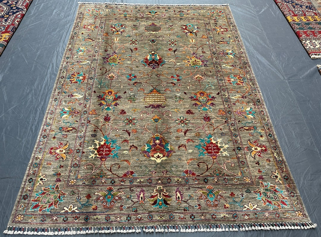 5.8 Ft X 8.1 Ft, Afghan Handmade Oriental Vegetable Dyed Rug, Afghan ...