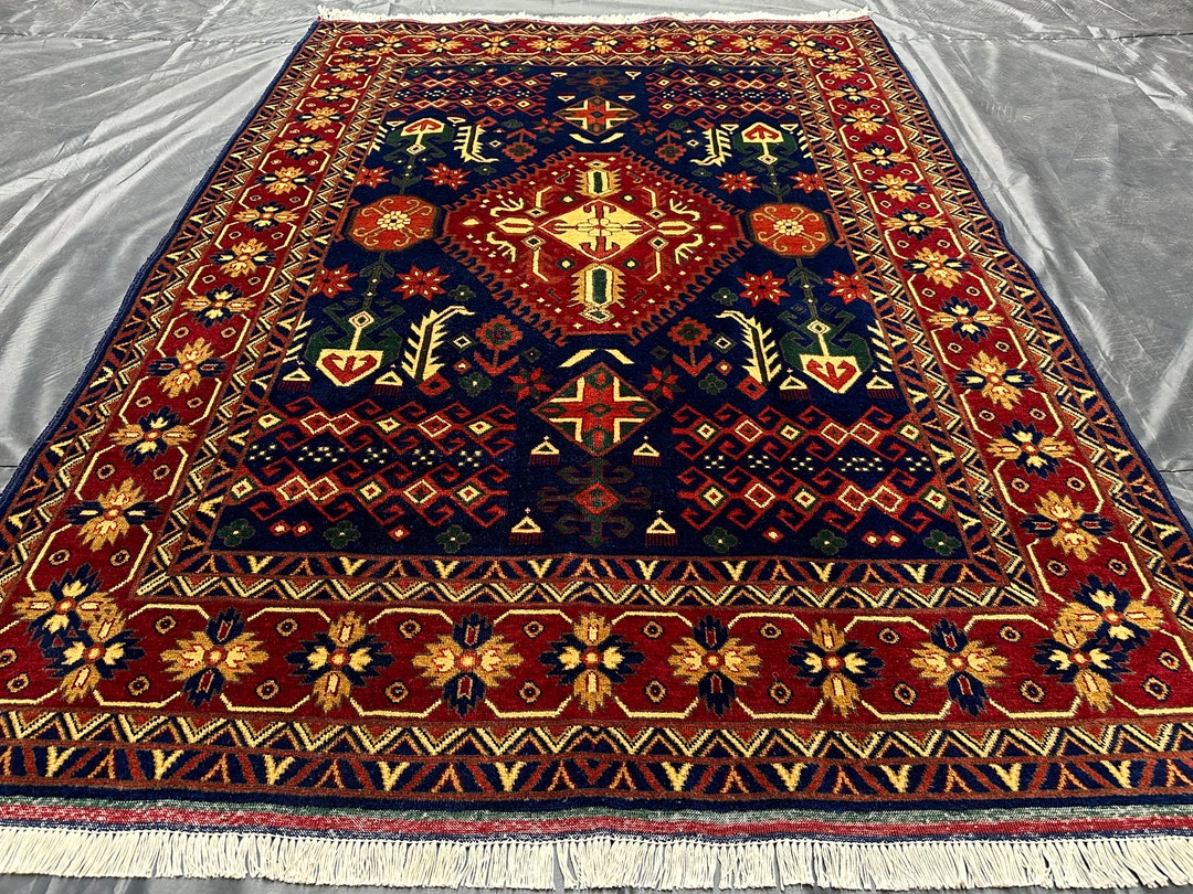 5 Ft X 7 Ft, Afghan Handmade Yak Gul Design Area Rug, Top Quality ...