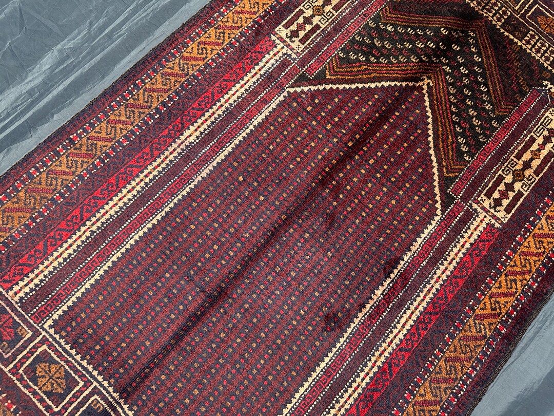 3x5 Handmade Muslim Prayer Rug, Soft Islamic Sajjadah, Vintage Turkish ...