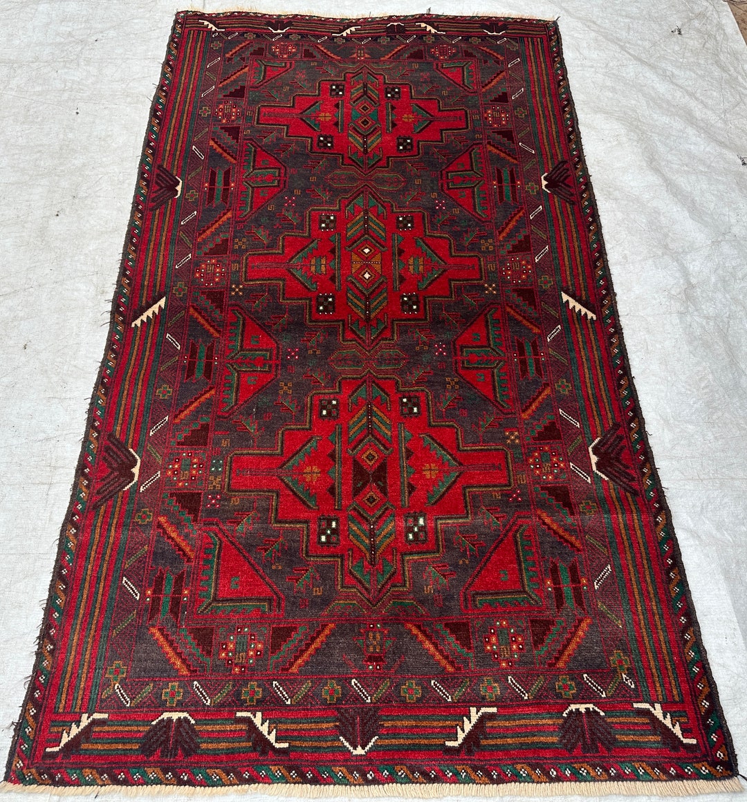 4 Ft X 7 Ft Afghan Handmade Balochi Design Area Rug Oriental - Etsy
