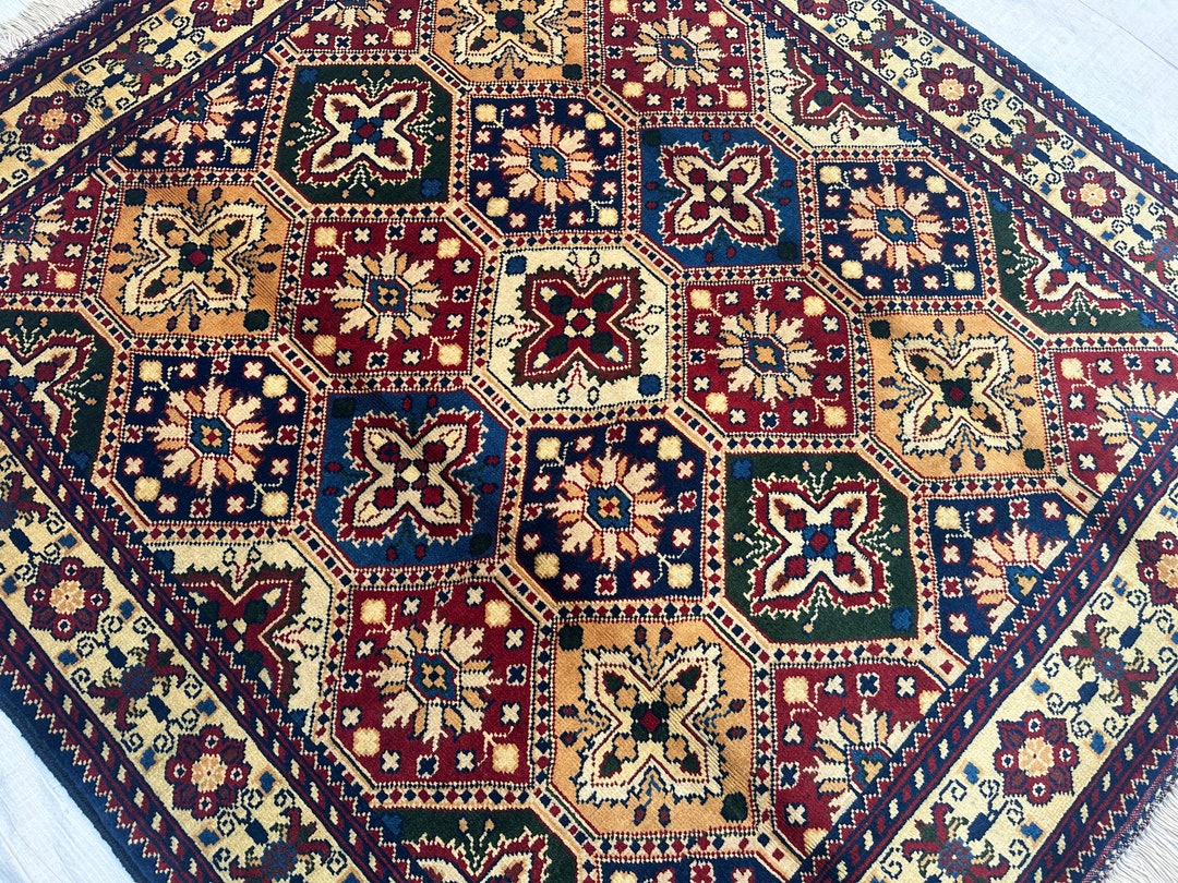 4x5 Square Area Rug-traditional Fine Quality Rug-afghan Handwoven ...
