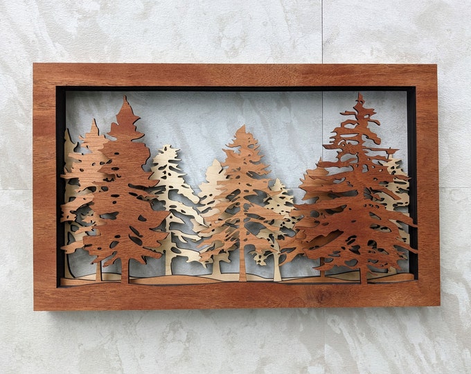 The North Woods: Layered Wood Art Rustic Wall Decor Cabin Decor Mantle ...