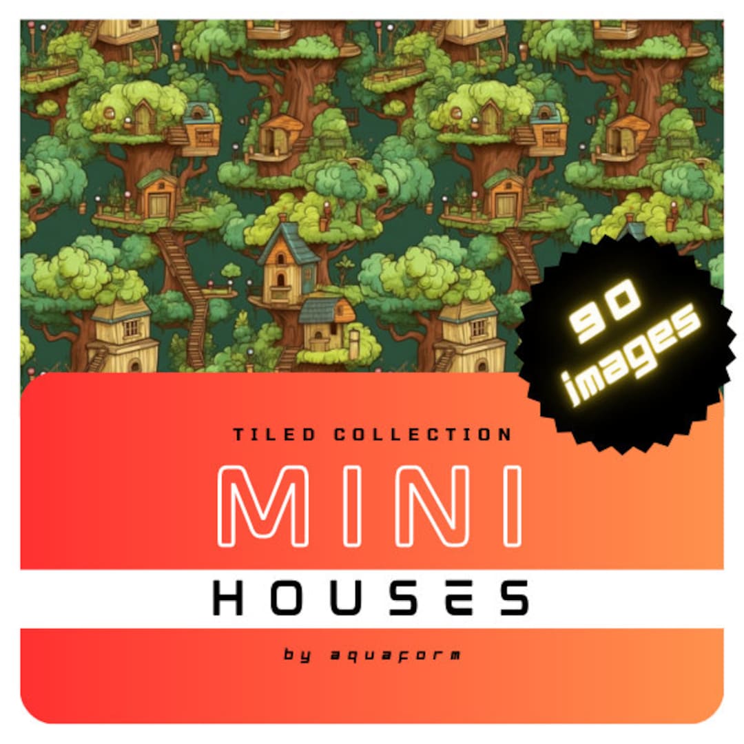 Charming Mini Houses Seamless Designs - Set of 90 Cute Digital ...