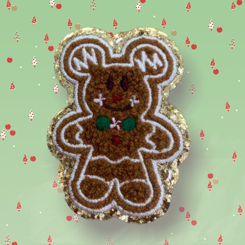 Gingerbread Man Mickey and Minnie Iron on Chenille Patches, Disney Chenille Patch, Disney ...