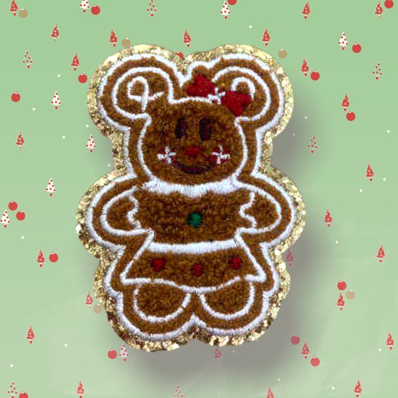 Gingerbread Man Mickey and Minnie Iron on Chenille Patches, Disney Chenille Patch, Disney ...