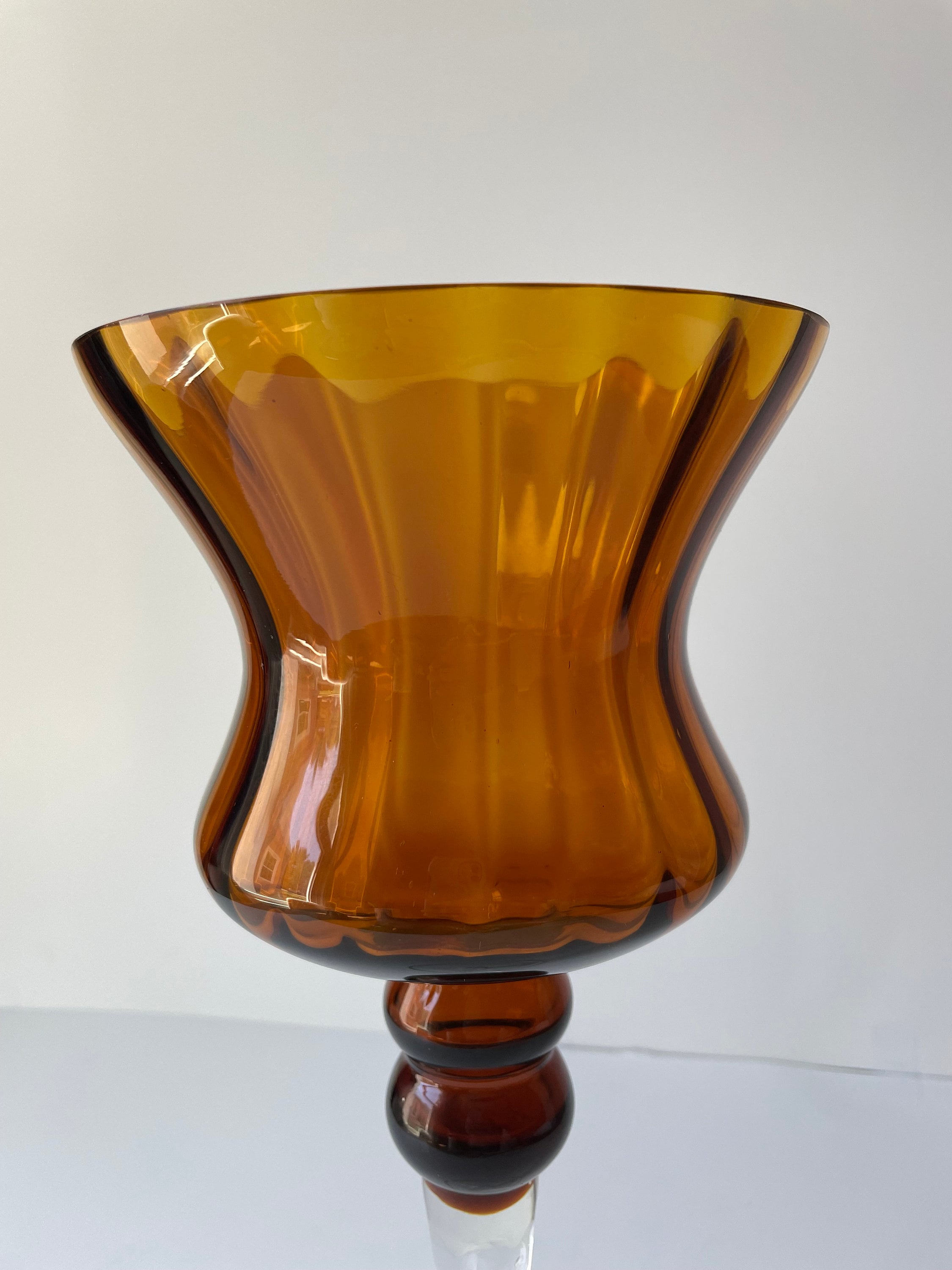 Vintage Large Hand Blown Amber Glass Vase Candle Holder - Etsy