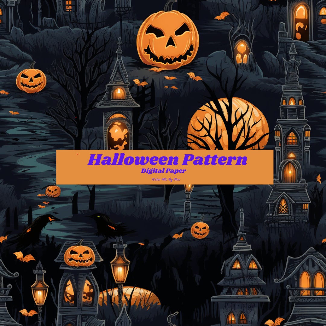 Halloween Pattern Digital Paper, Seamless Pattern, Scrapbook, Junk ...