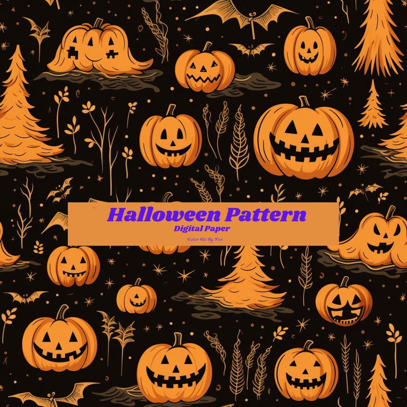 Halloween Pattern Digital Paper, Seamless Pattern, Scrapbook, Junk ...