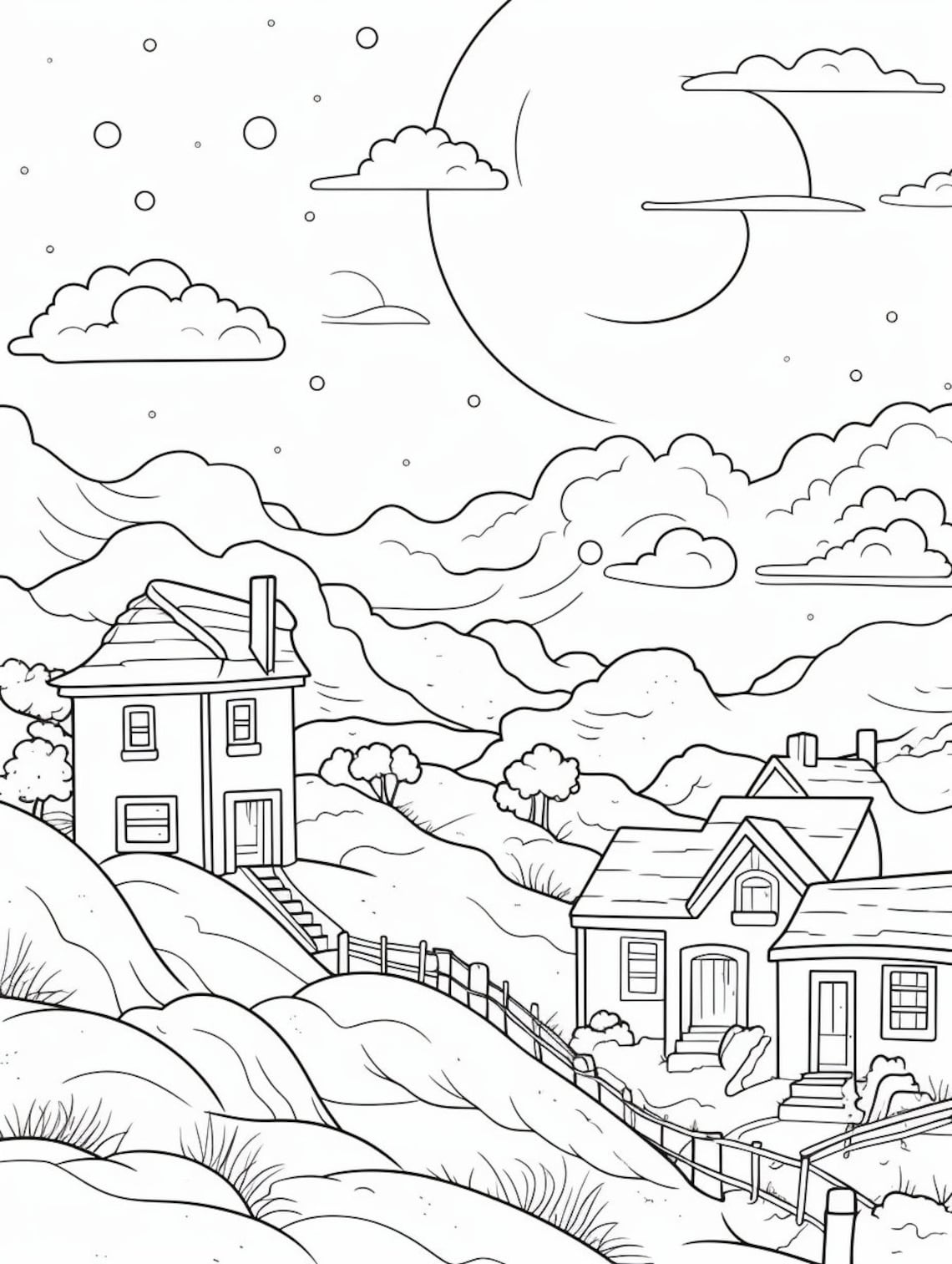 36 Minimalist Scenery Coloring Pages for Adults, PNG, Coloring Book ...