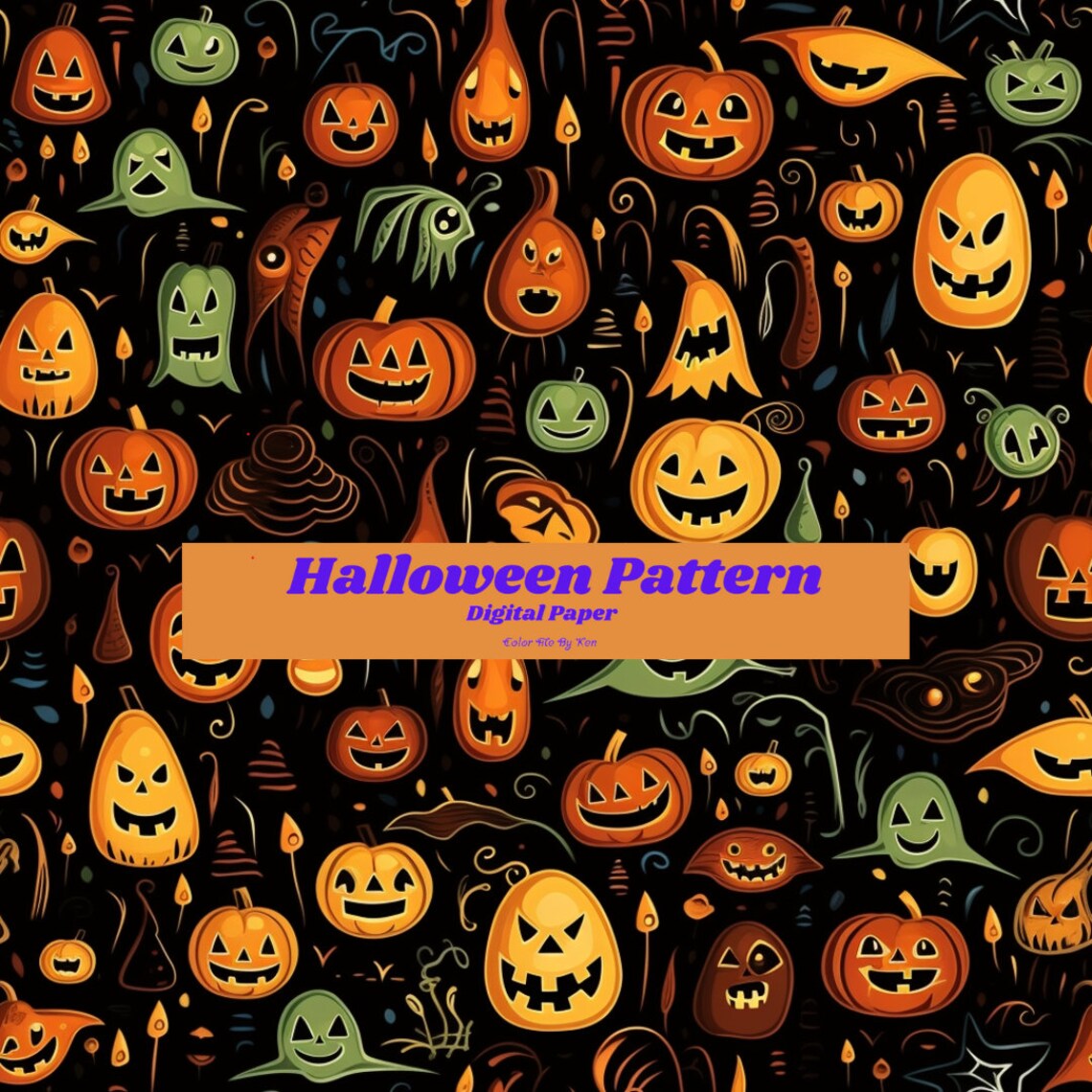 Halloween Pattern Digital Paper, Seamless Pattern, Scrapbook, Junk ...