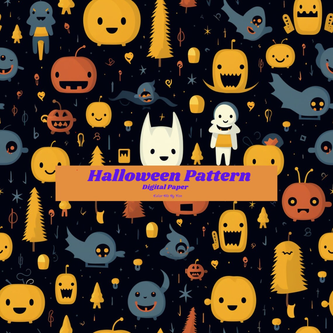Halloween Pattern Digital Paper, Seamless Pattern, Scrapbook, Junk ...