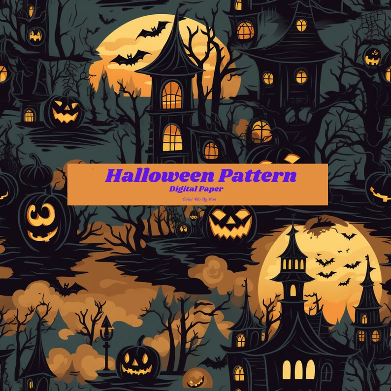 Halloween Pattern Digital Paper, Seamless Pattern, Scrapbook, Junk ...