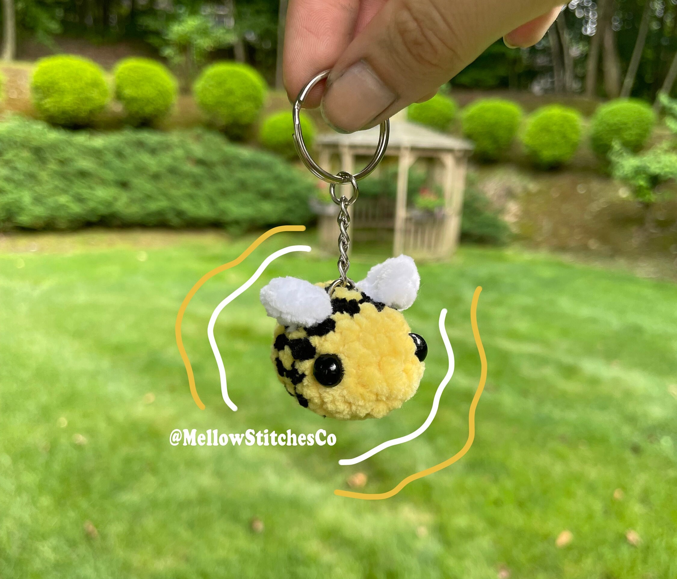 Mellowstitchesco Plush Crochet Baby Bee Keychain | Bee Stuffed Animal ...