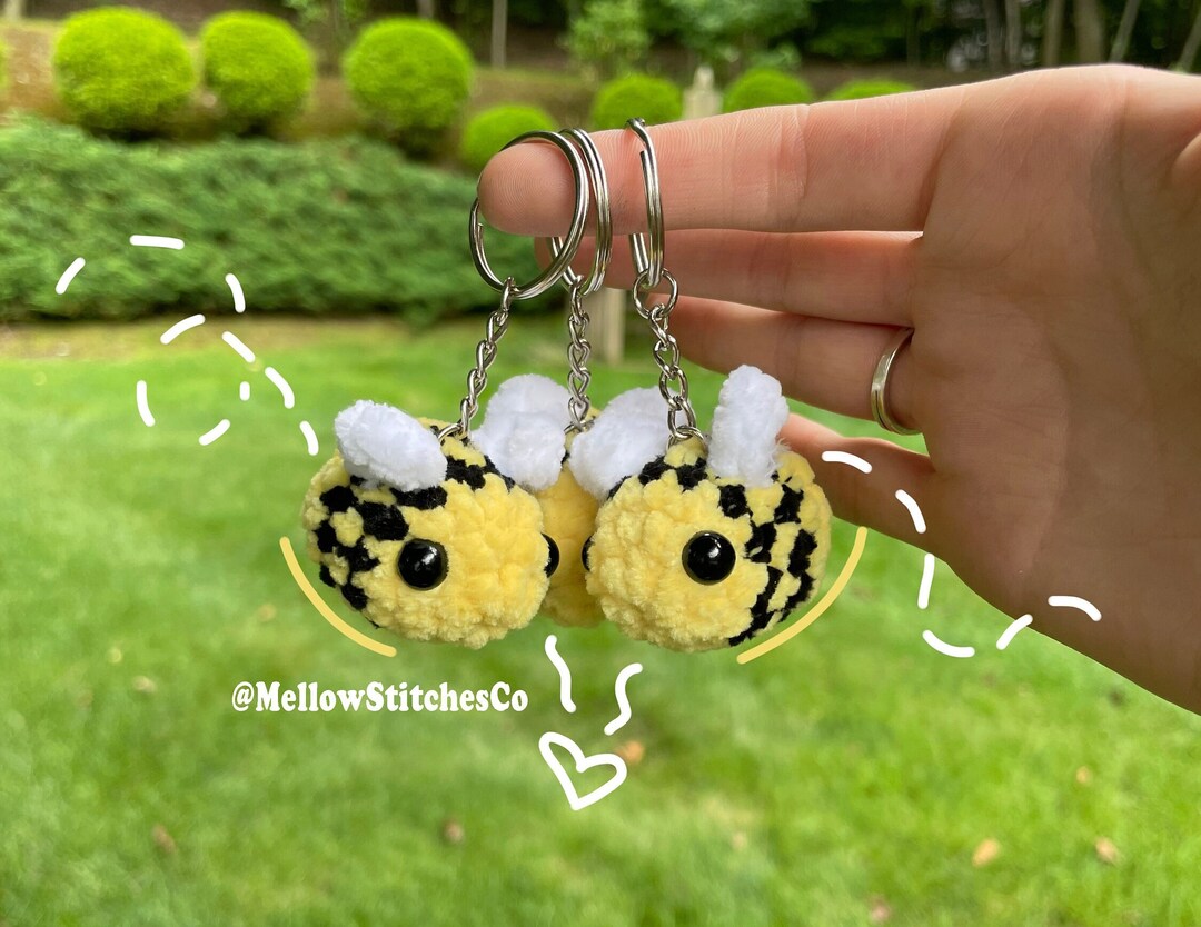 Mellowstitchesco Plush Crochet Baby Bee Keychain | Bee Stuffed Animal ...