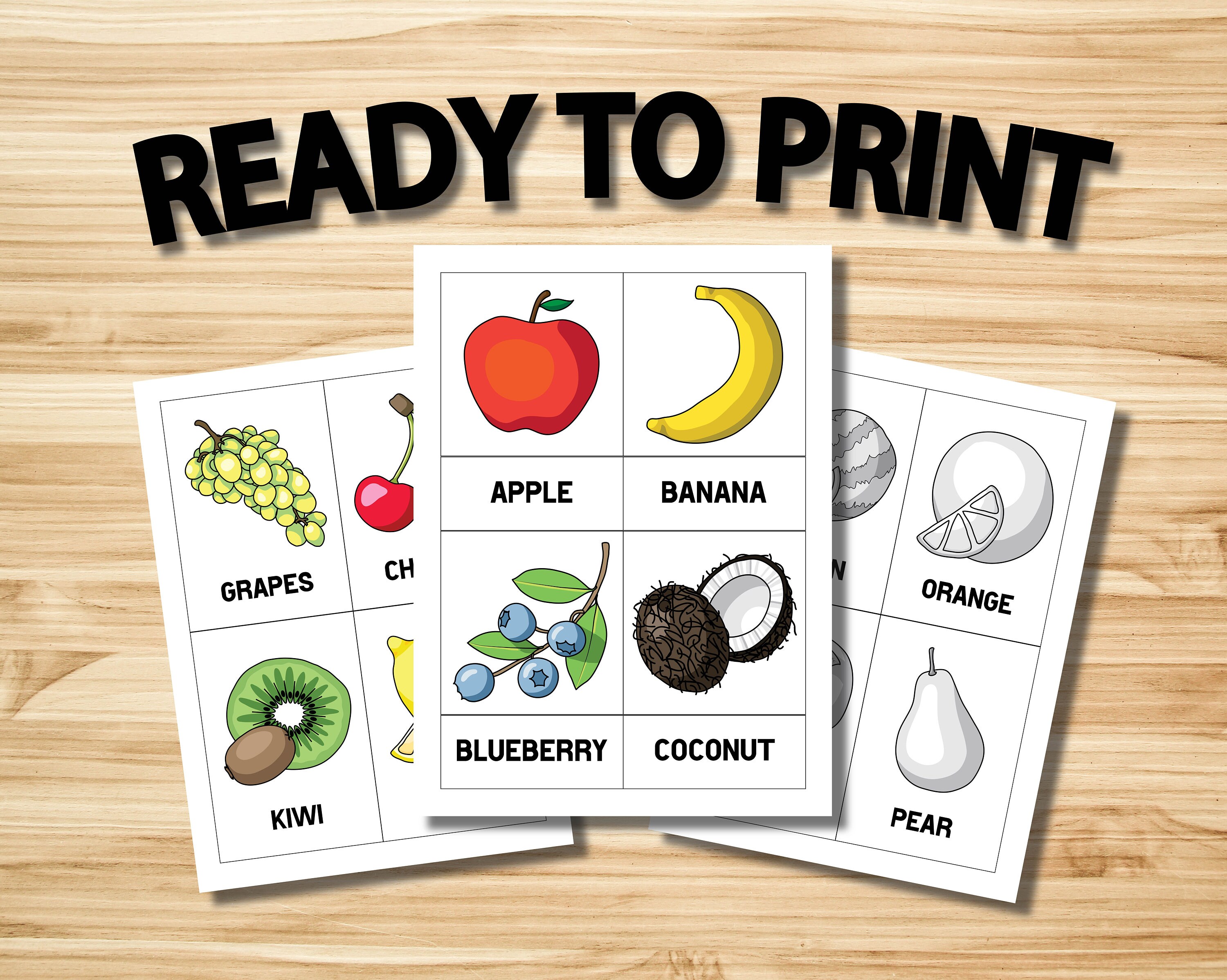16 + 16 Fruits Cards • 16 Color Cards + FREE 16 Coloring Cards ...
