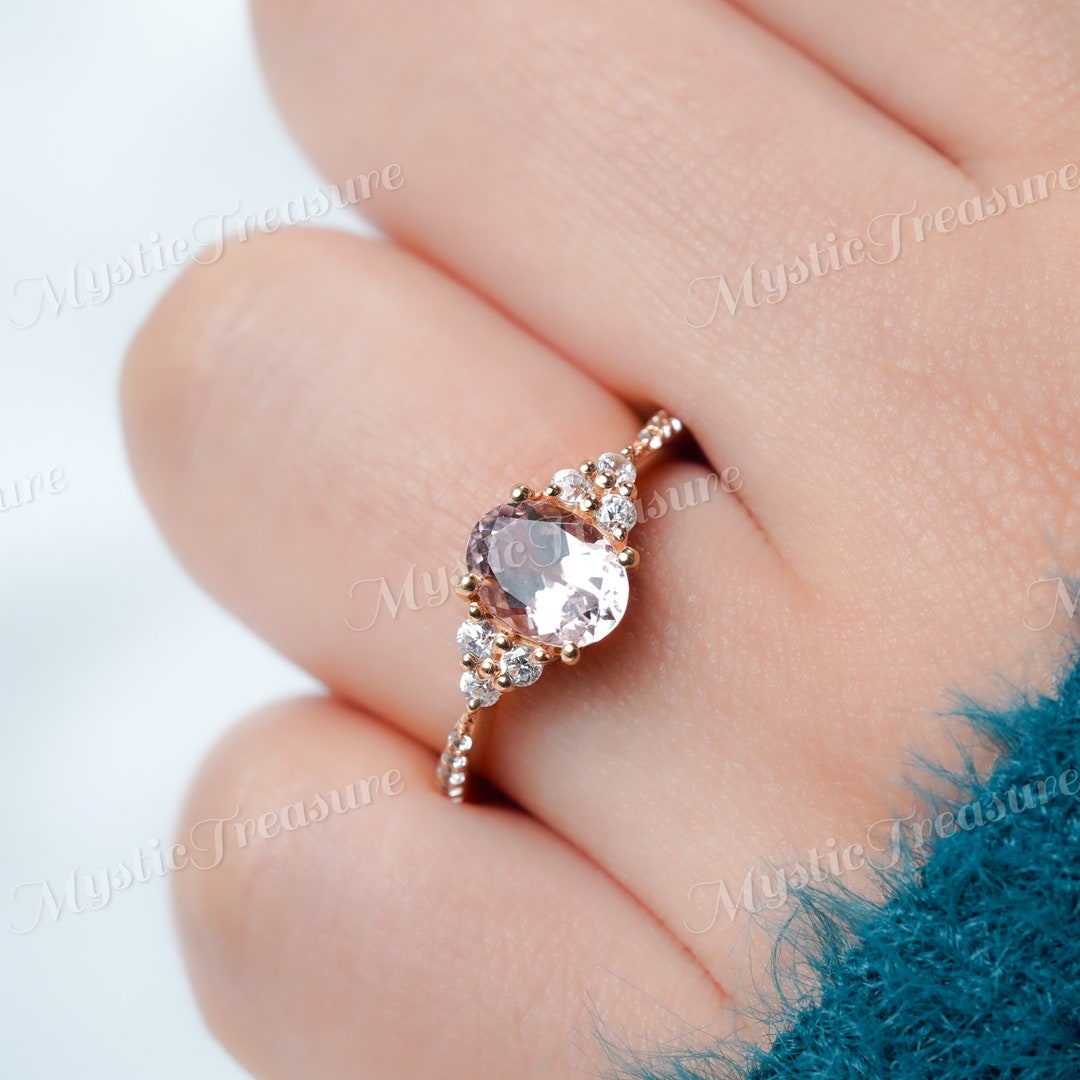 Natural Morganite Ring / 14K Solid Gold Morganite Ring / Gift for Her ...