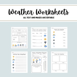 Weather Classroom Worksheets Editable Canva Weather Templates - Etsy