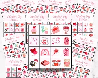 Jeu de bingo à imprimer pour la Saint-Valentin – 30 feuilles de travail ...