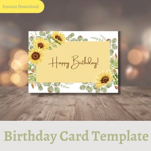 Sunflower Birthday Card: Printable Floral Design (digital Download) - Etsy