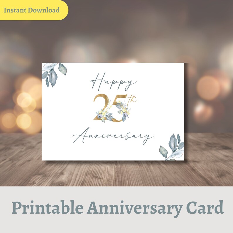 25th Anniversary Card, Printable Template, Digital Download, Celebrate ...