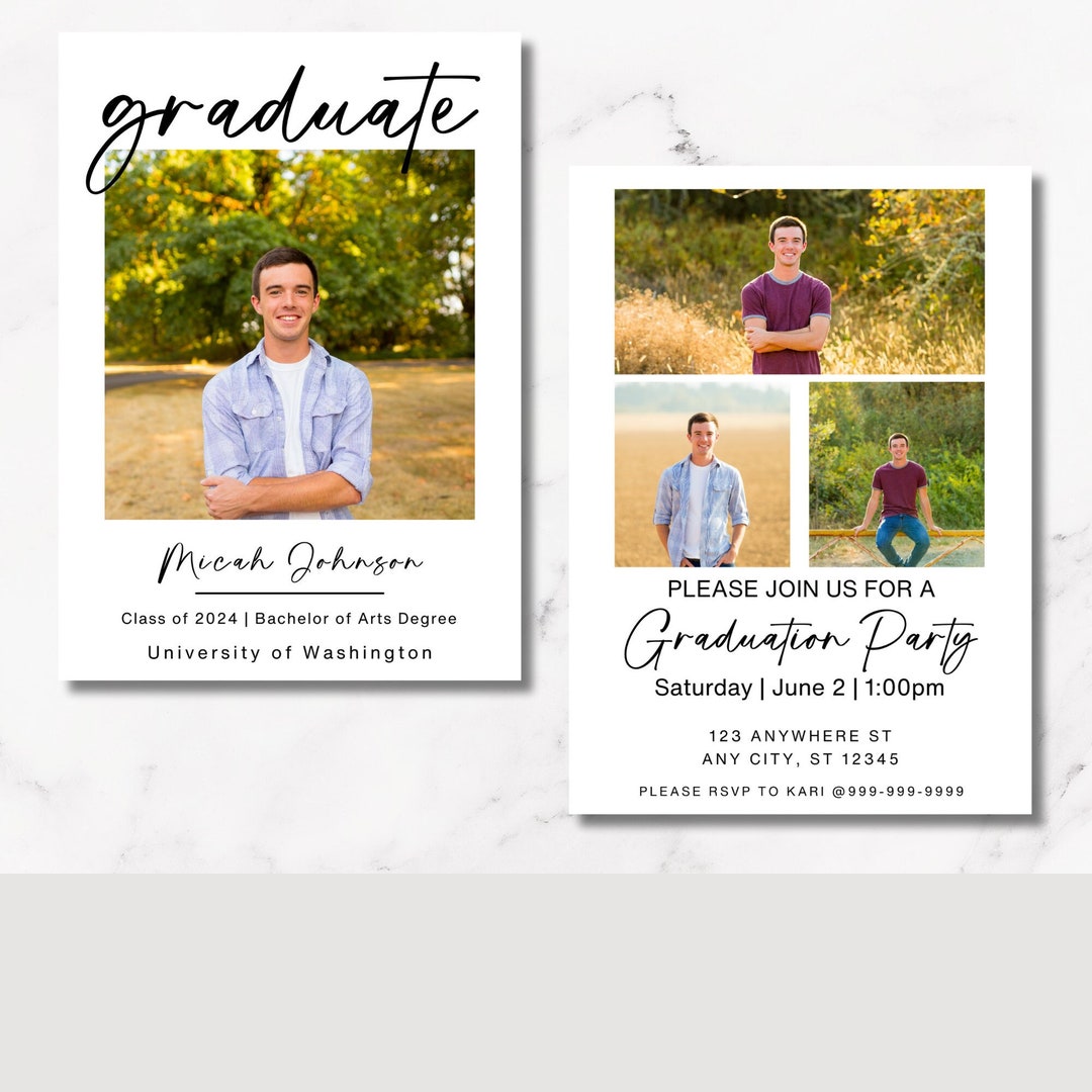 Graduation Invite, Customizable Photo Collage, College & High School ...