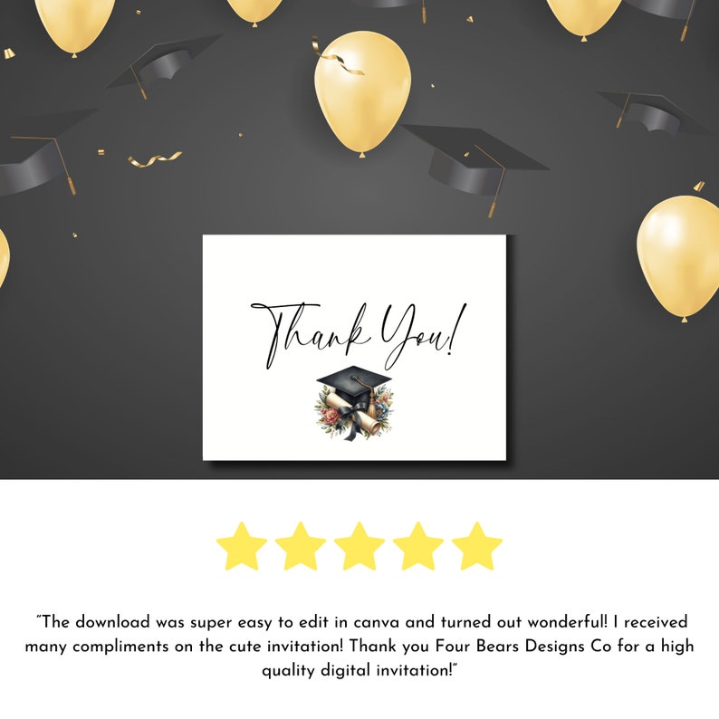 Editable Graduation Thank You Card Template (digital Download) - Etsy