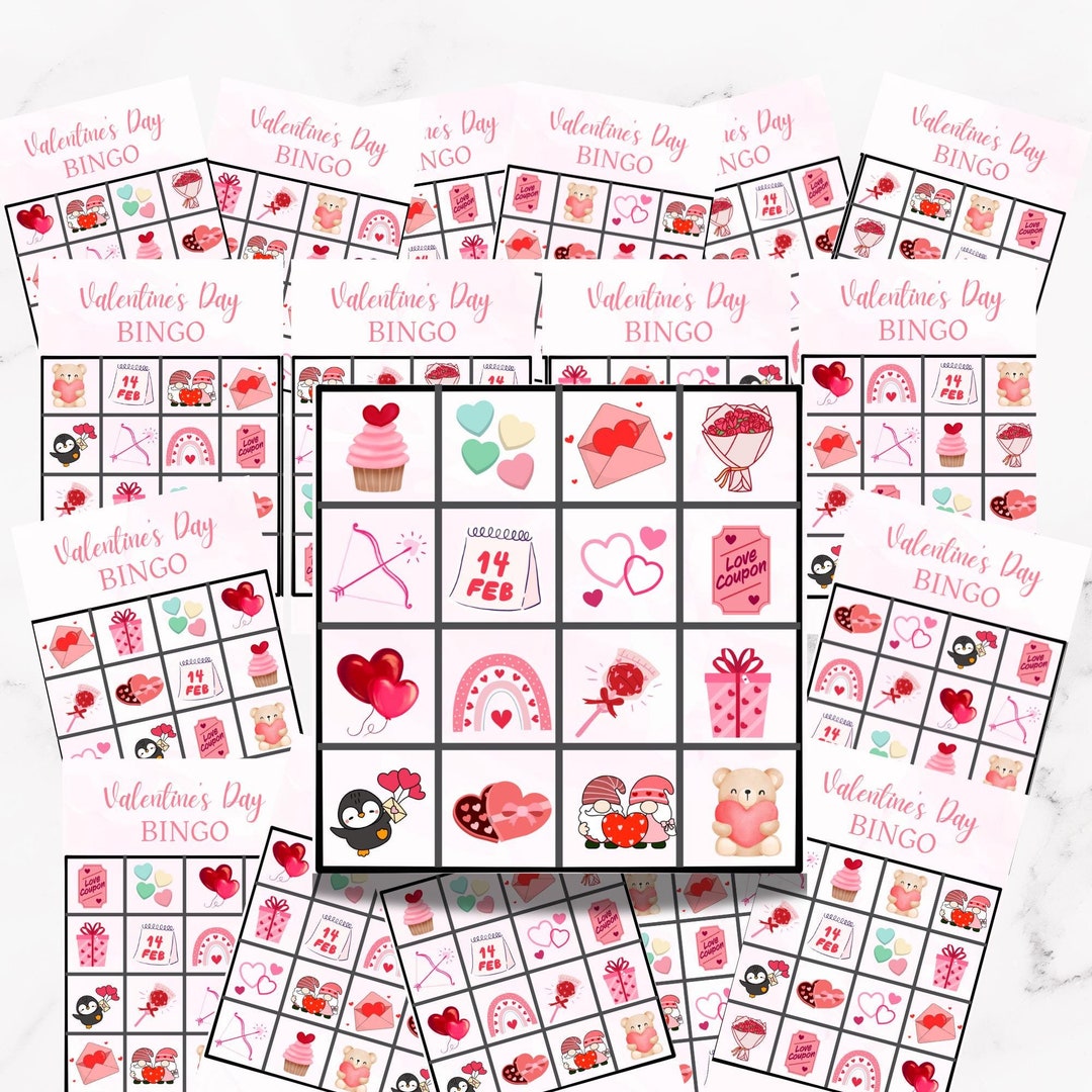 Valentine's Day Bingo Game: 20 Printable Cards (digital Download) - Etsy