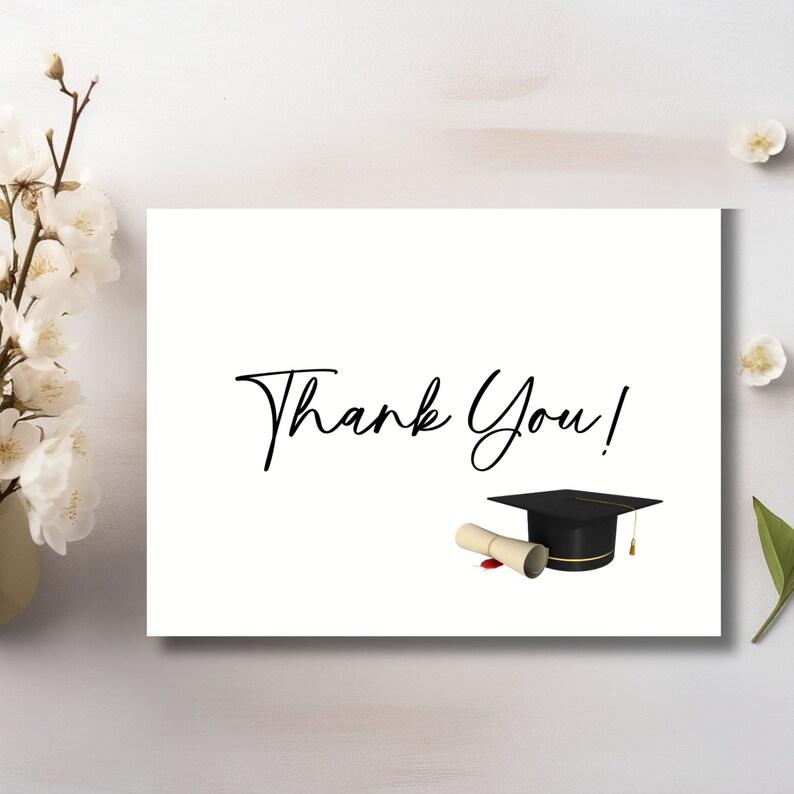 Graduation Thank You Card Printable - Instant Download DIY Template ...
