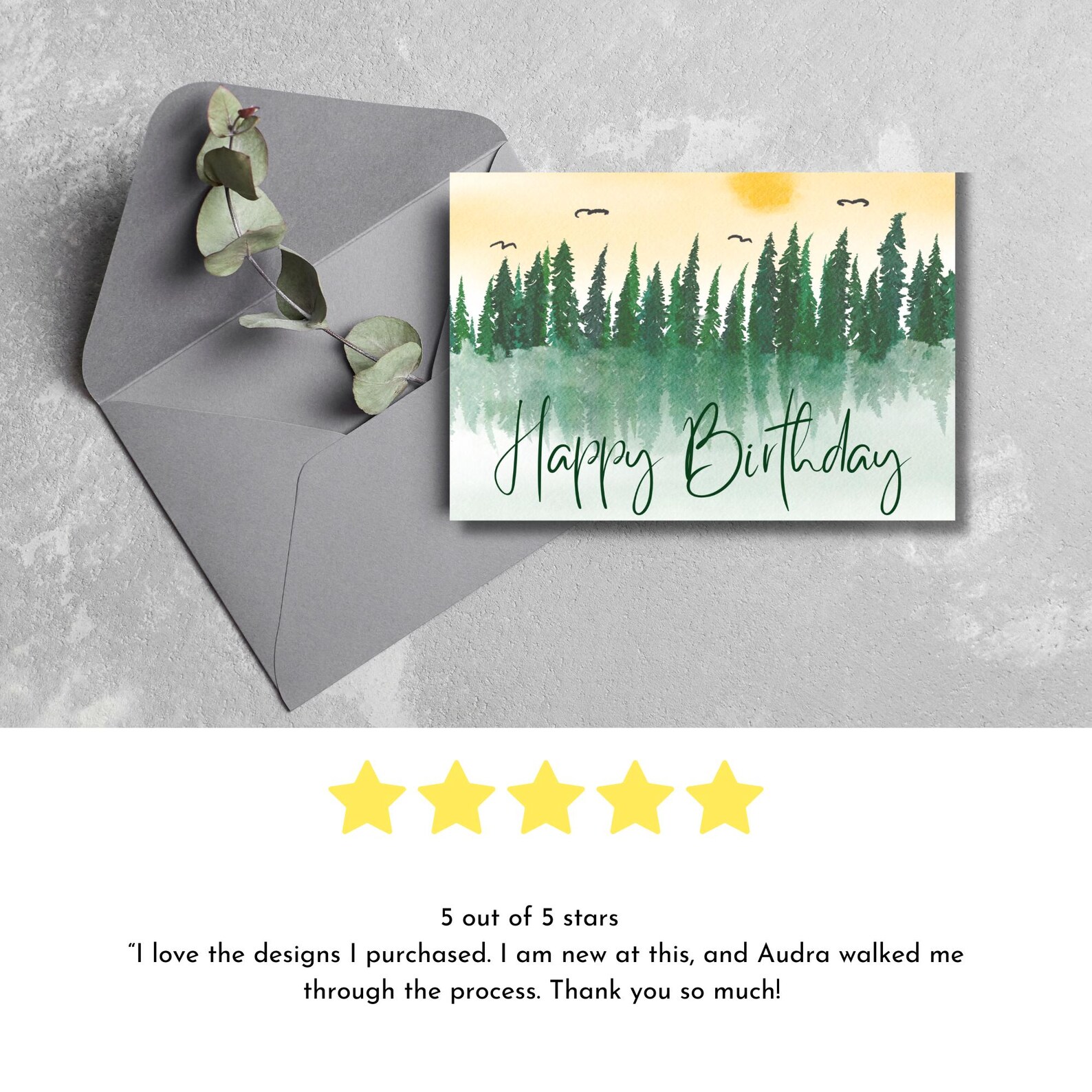 Watercolor Forest Birthday Card: Nature Scene Greeting (printable) - Etsy