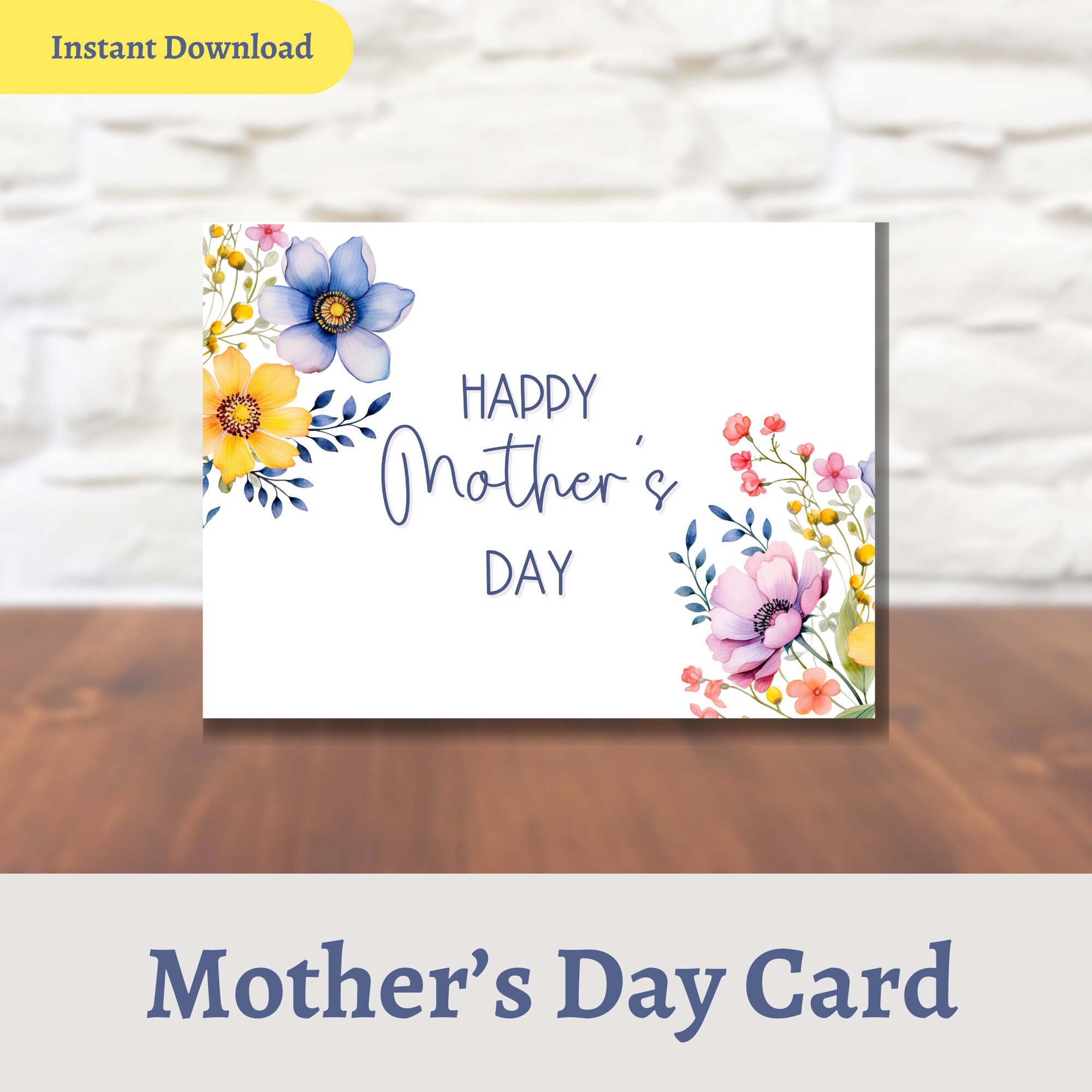 Spring Blossoms Mother's Day Card Template (DIY Printable) - Etsy