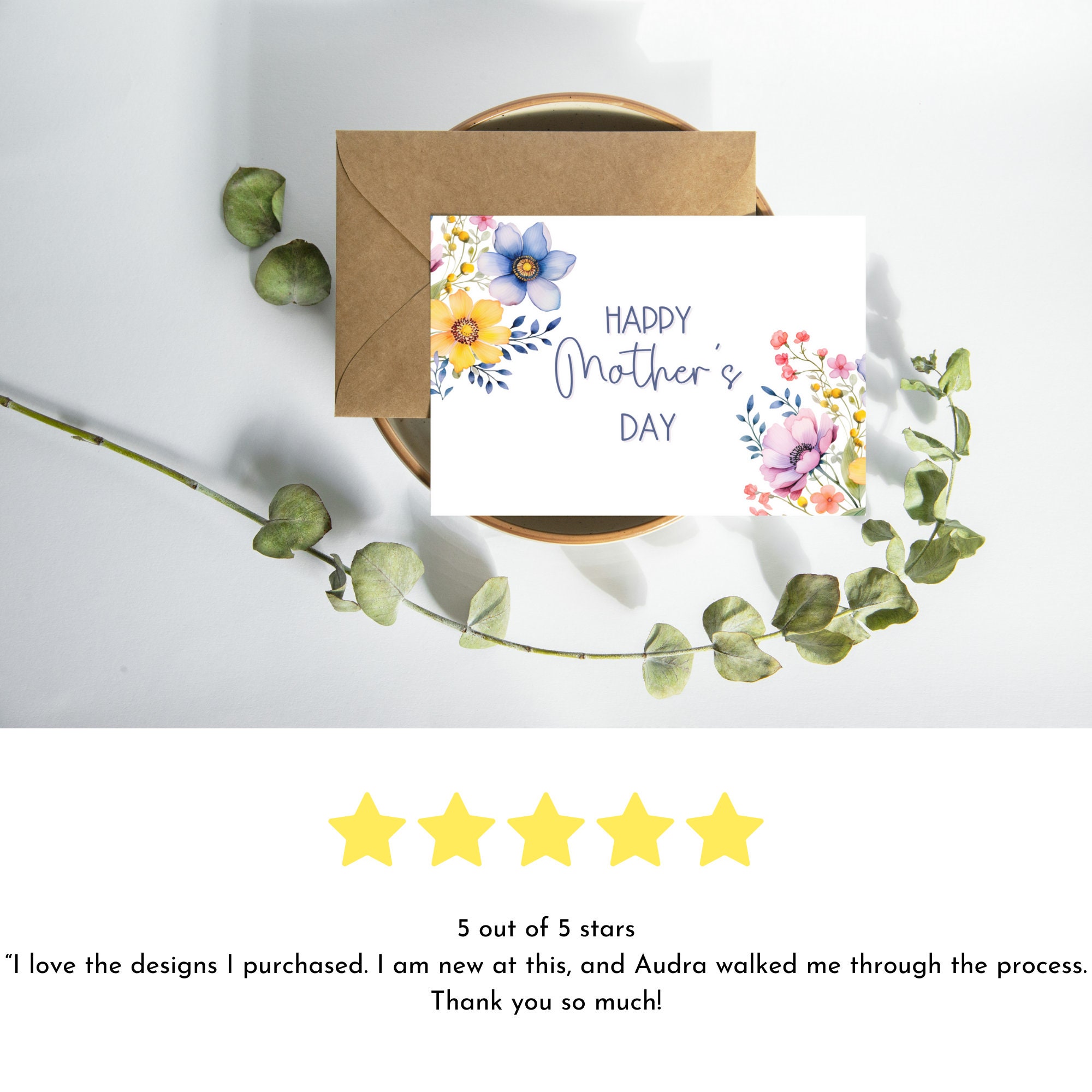 Spring Blossoms Mother's Day Card Template (DIY Printable) - Etsy