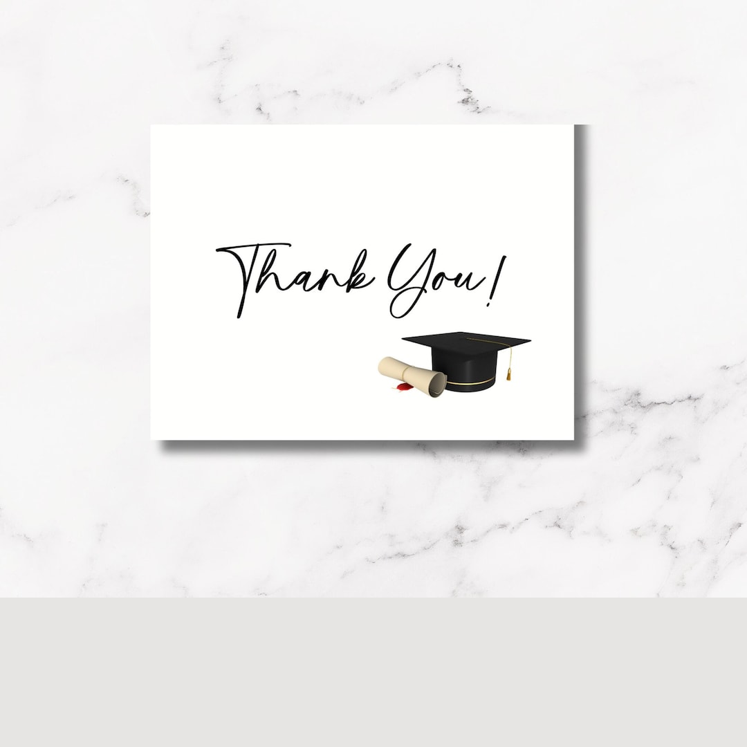 Graduation Thank You Card Printable, Blank Inside, Editable Template ...