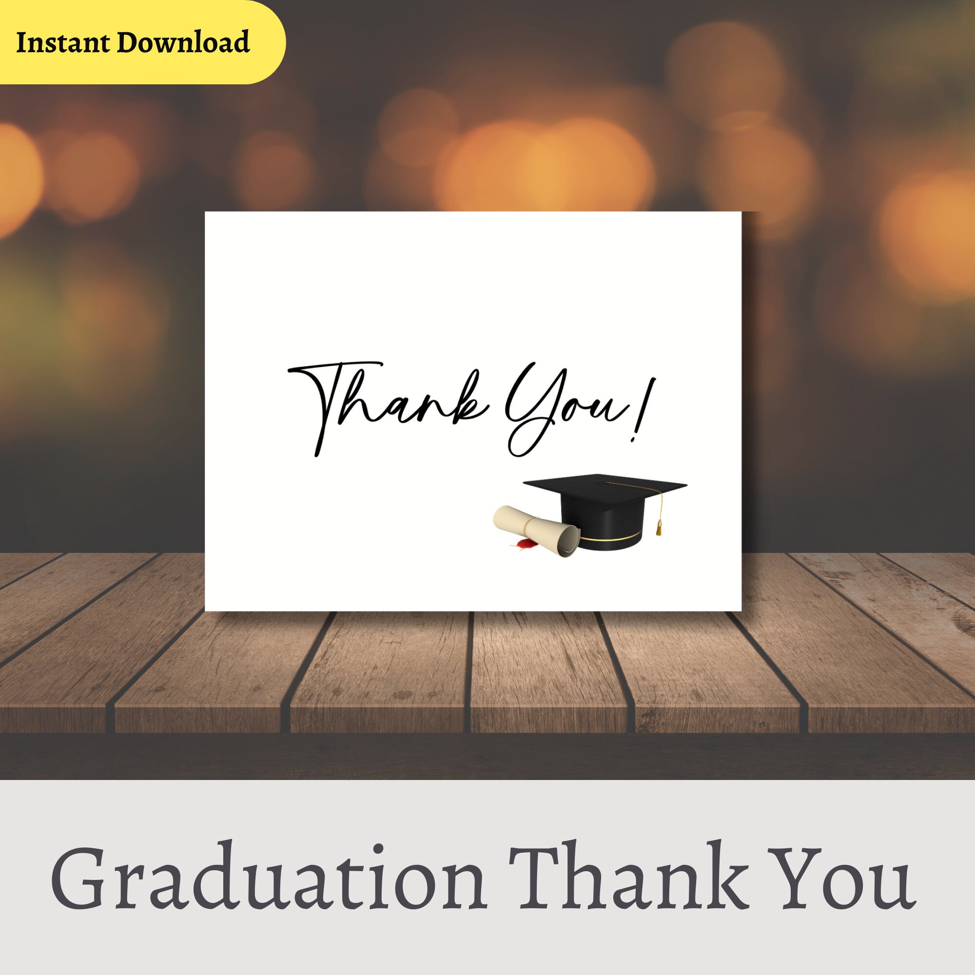 Graduation Thank You Card Printable - Instant Download DIY Template ...