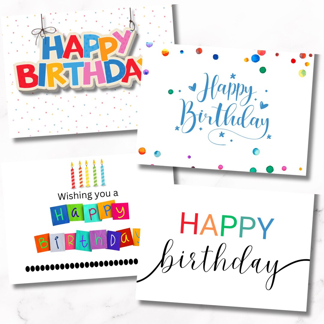 Vibrant Birthday Card Set: Playful Printable Designs (instant Download ...