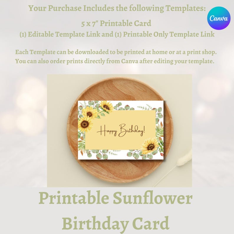Sunflower Birthday Card: Printable Floral Design (digital Download) - Etsy