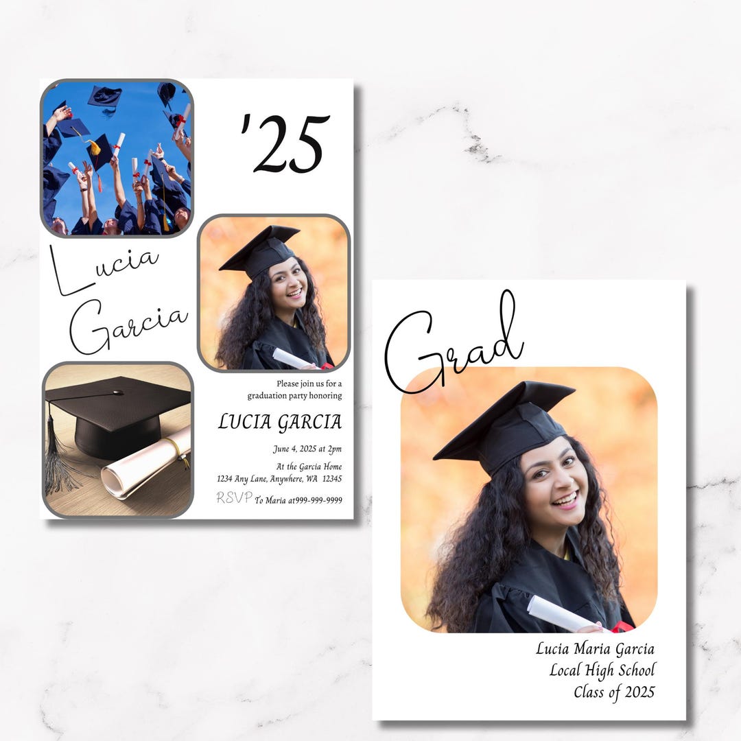 Printable Graduation Invitation, Photo Collage, High School Graduation ...
