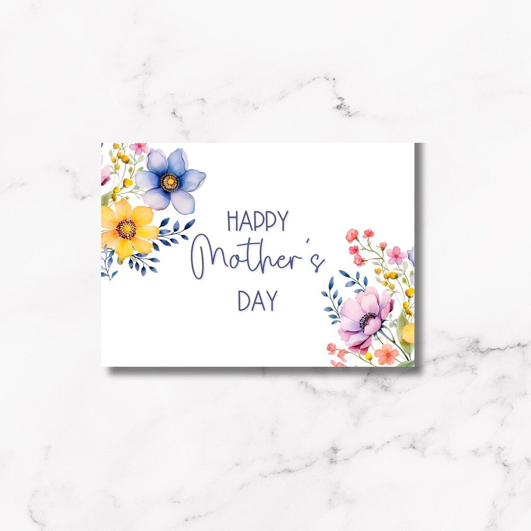 Spring Blossoms Mother's Day Card Template (DIY Printable) - Etsy