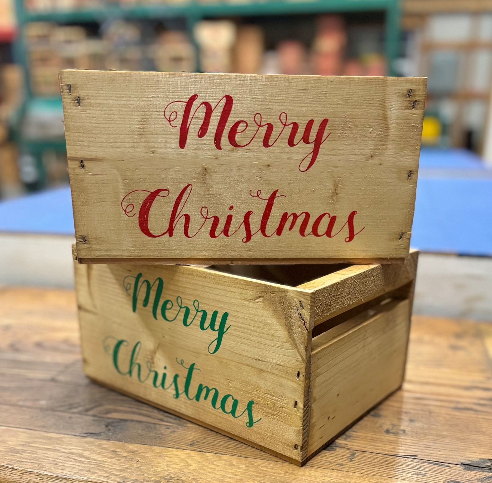 Handmade Wooden Christmas Crate: Rustic Holiday Decor & Gift Box - Etsy
