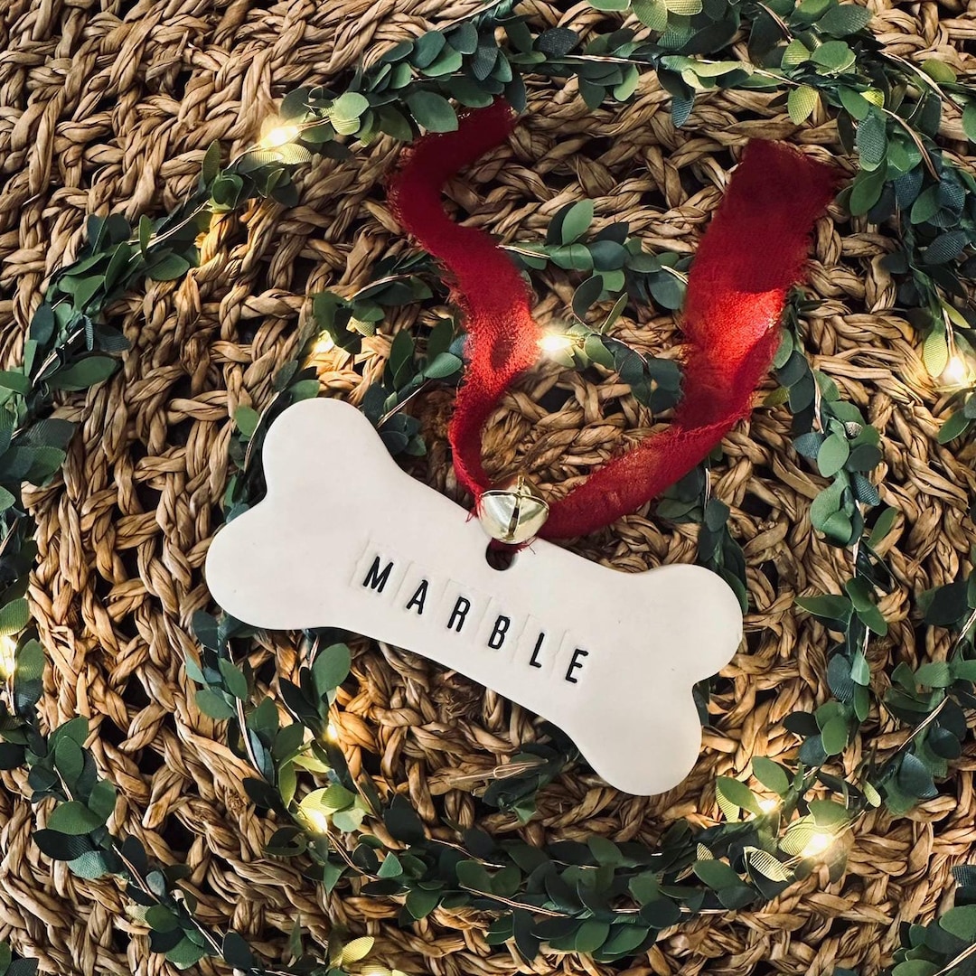 Dog Bone Tree Pet Decoration, Personalized Clay Pet Christmas Decor ...