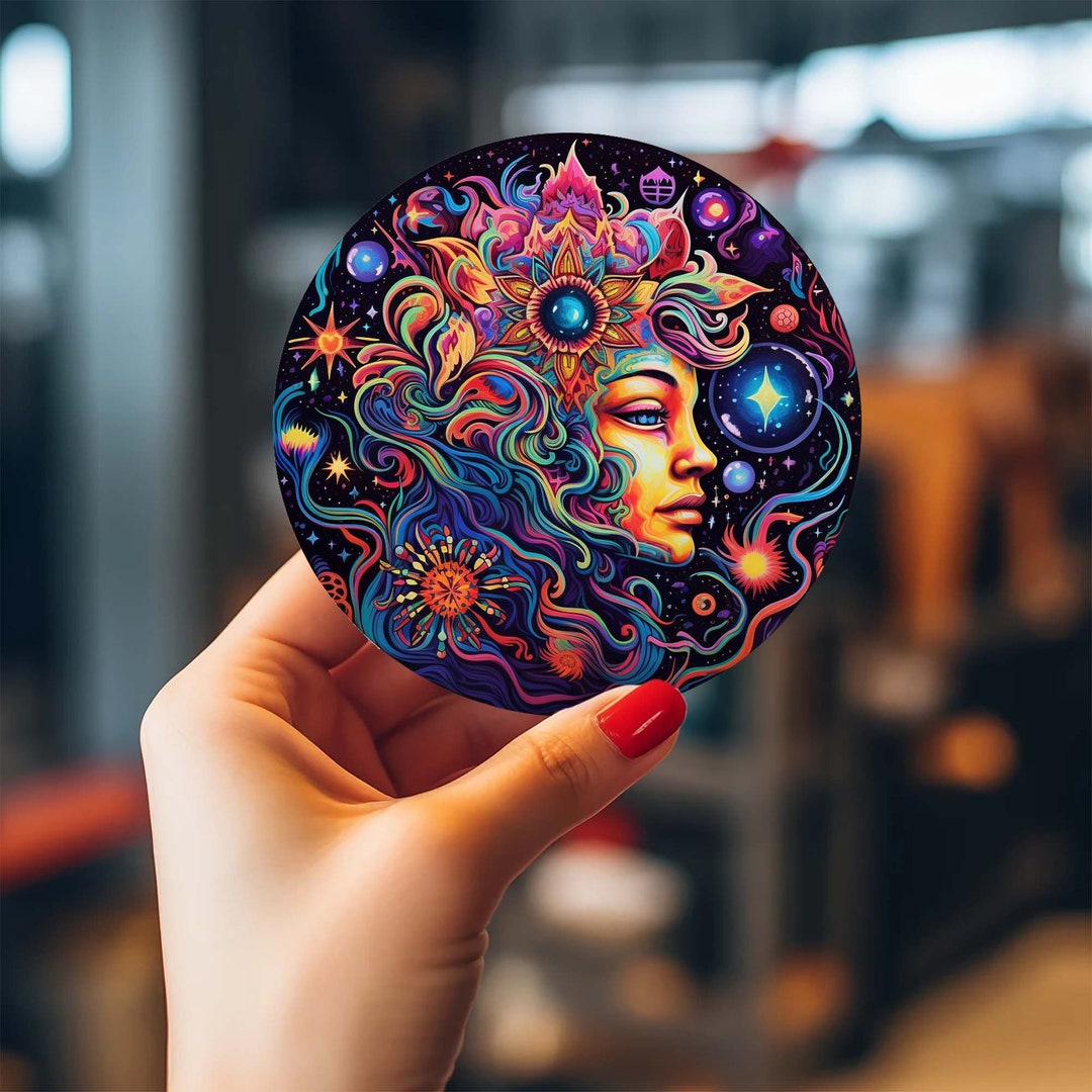 Psychedelic Sticker Spiritual Woman Face Sticker Best Friend Gift ...