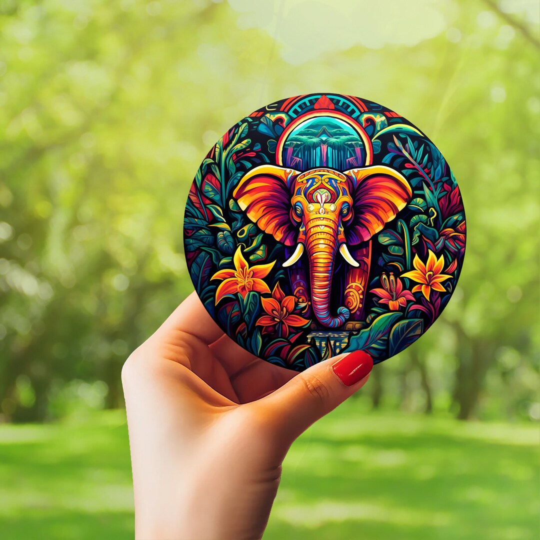Elephant Stickers, Trippy Sticker, Psychedelic Landscapes Sticker ...