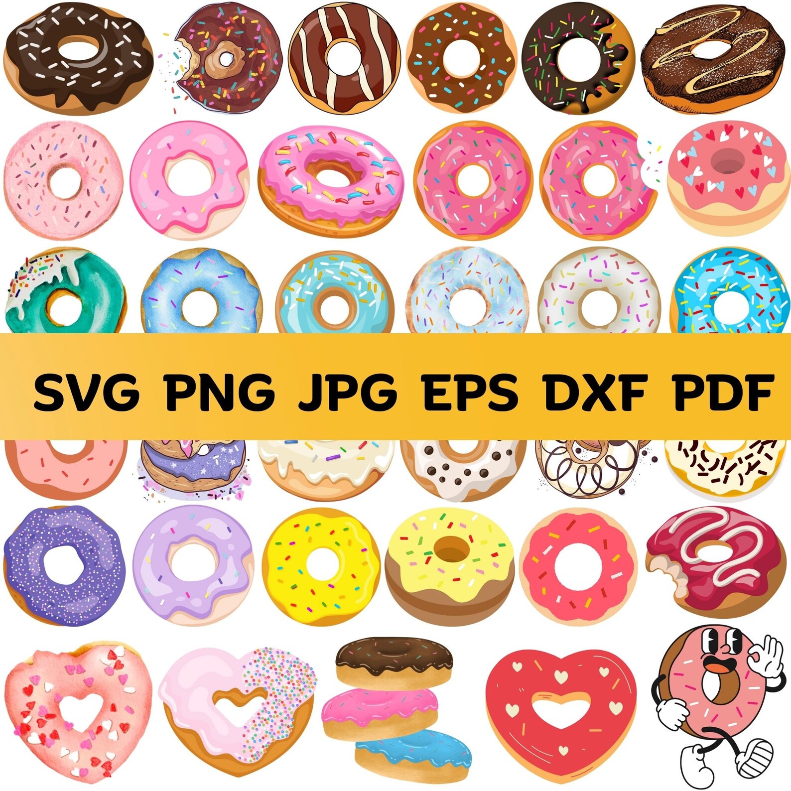 Donut SVG Bundle, Donut Png, Donut Clipart, Sprinkle Donuts, Donut SVG ...