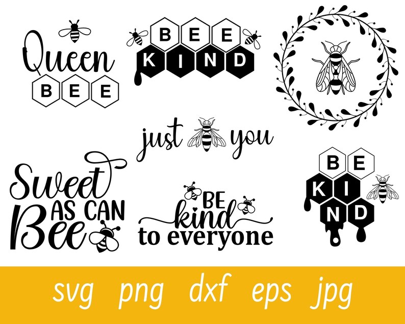 Bee Kind Bee You Bundle SVG PNG Files for Cutting Machines, Digital ...