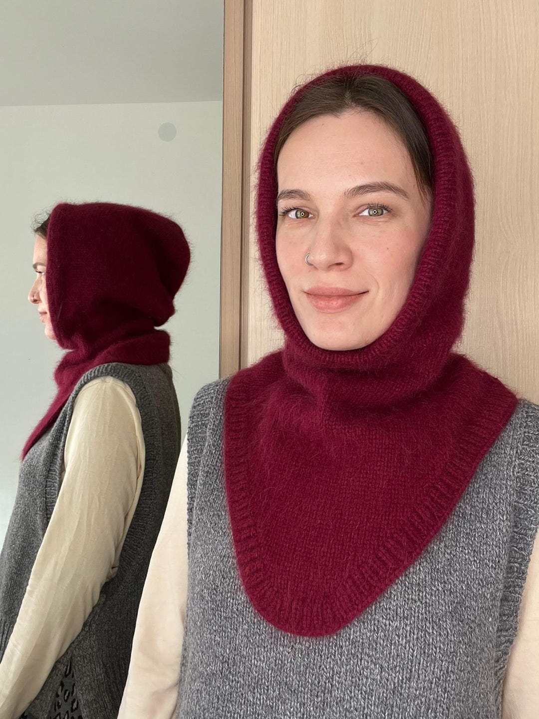 Hand-knit Angora Hood: Balaclava Scarf With Shoulder Cover - Etsy