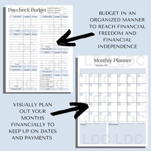 Paycheck Budget Template Printable Monthly Planner Layout Budget ...