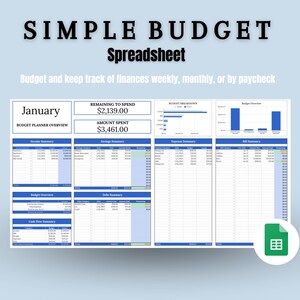Budget Planner Google Sheets Budget Spreadsheet Template, Paycheck ...